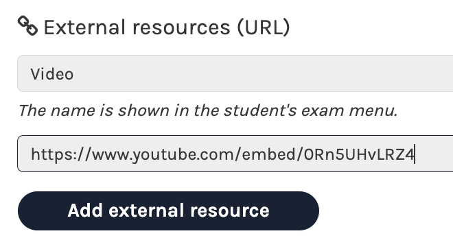 Add a resource (PDF, external website, video, embedding)