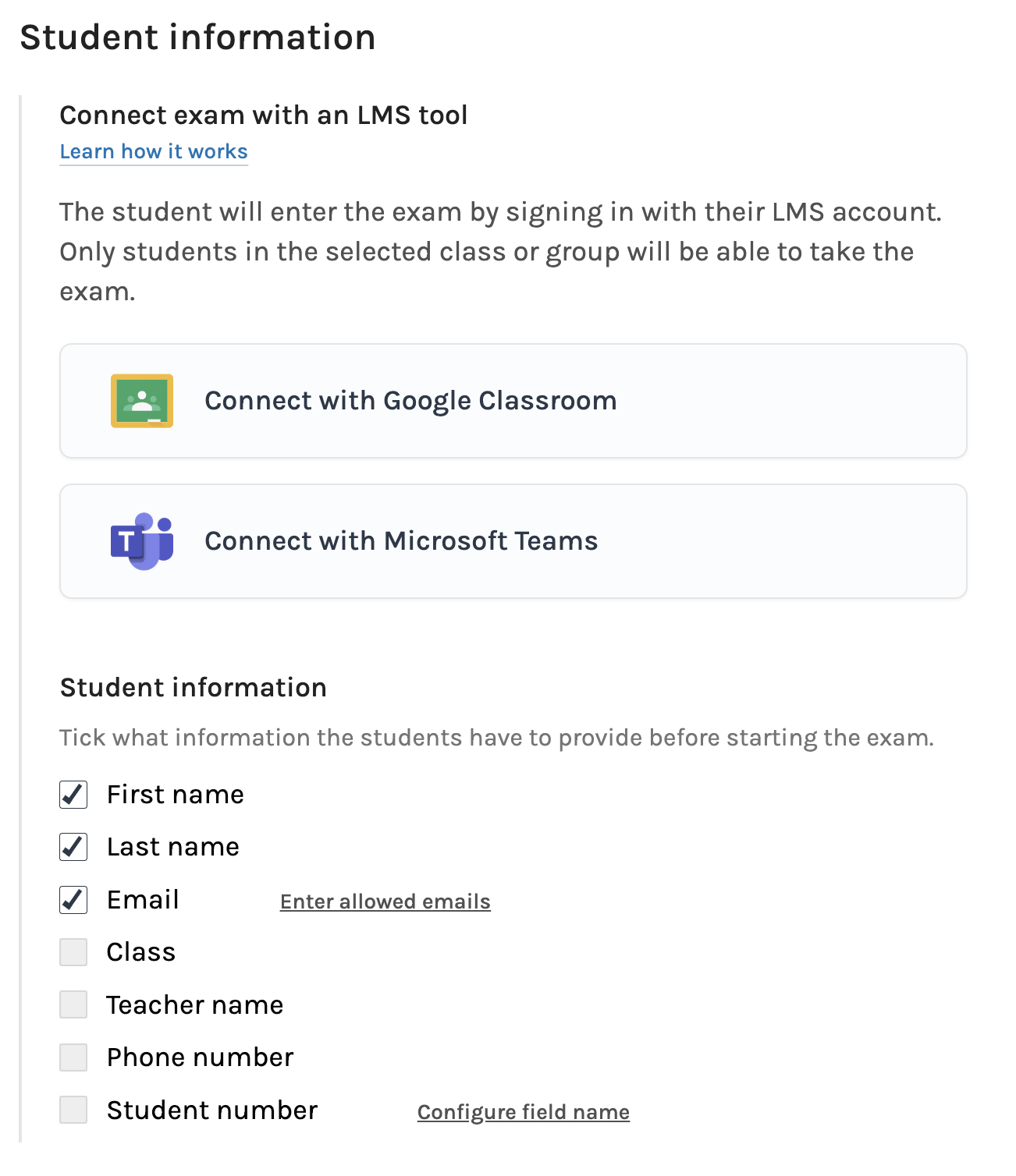 Create an exam