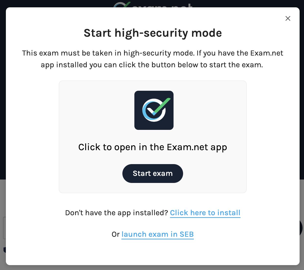 Enter an exam as a student