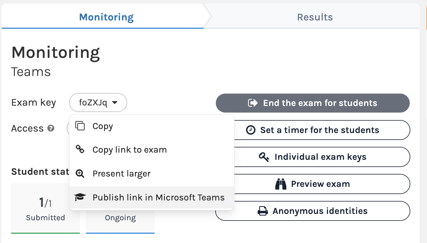 Give students access to the exam via LMS