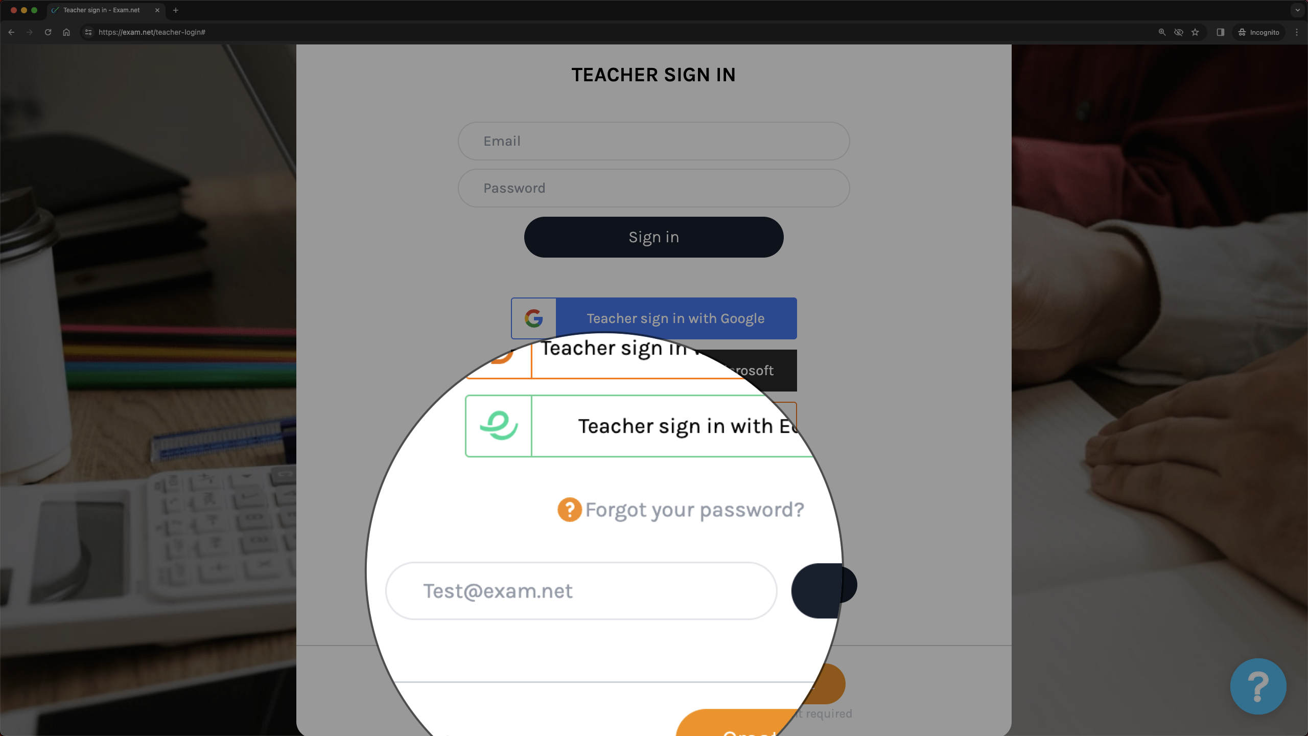 Reset password
