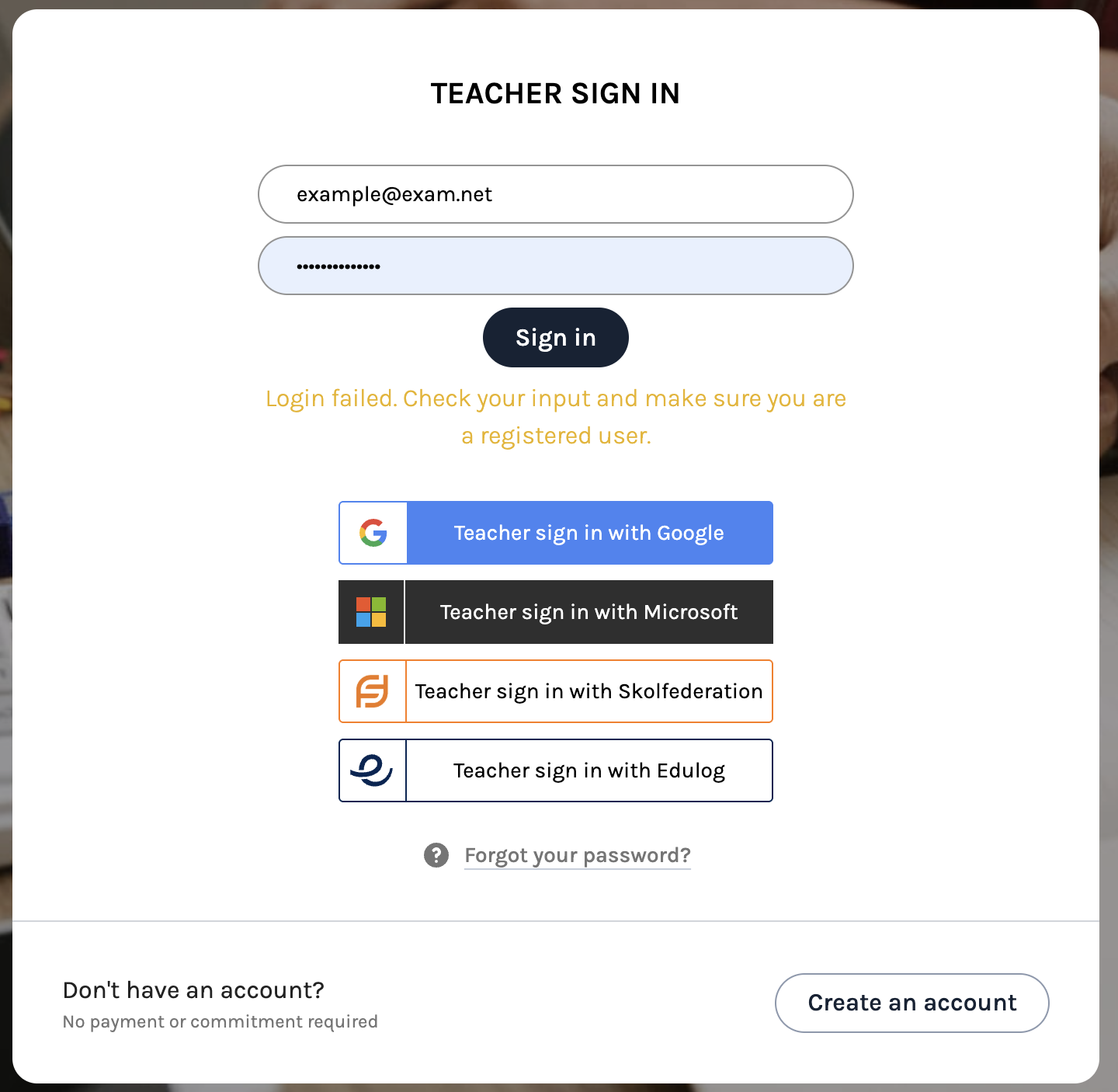 Logging in to Exam.net