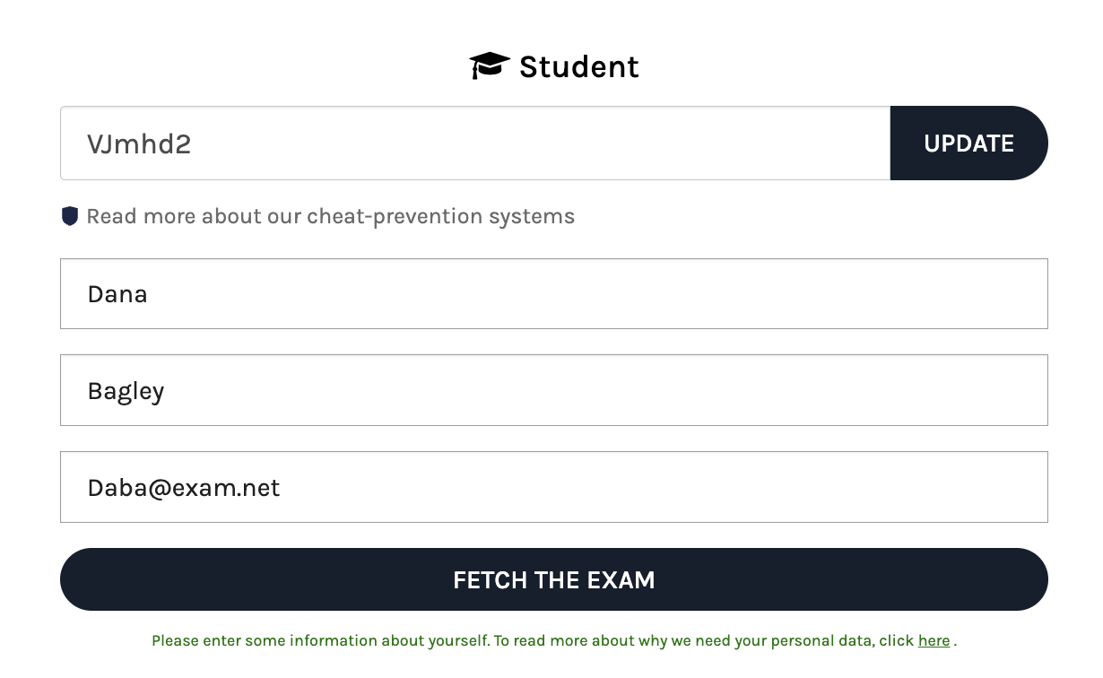 Conduct exams over several sessions / Resume exam