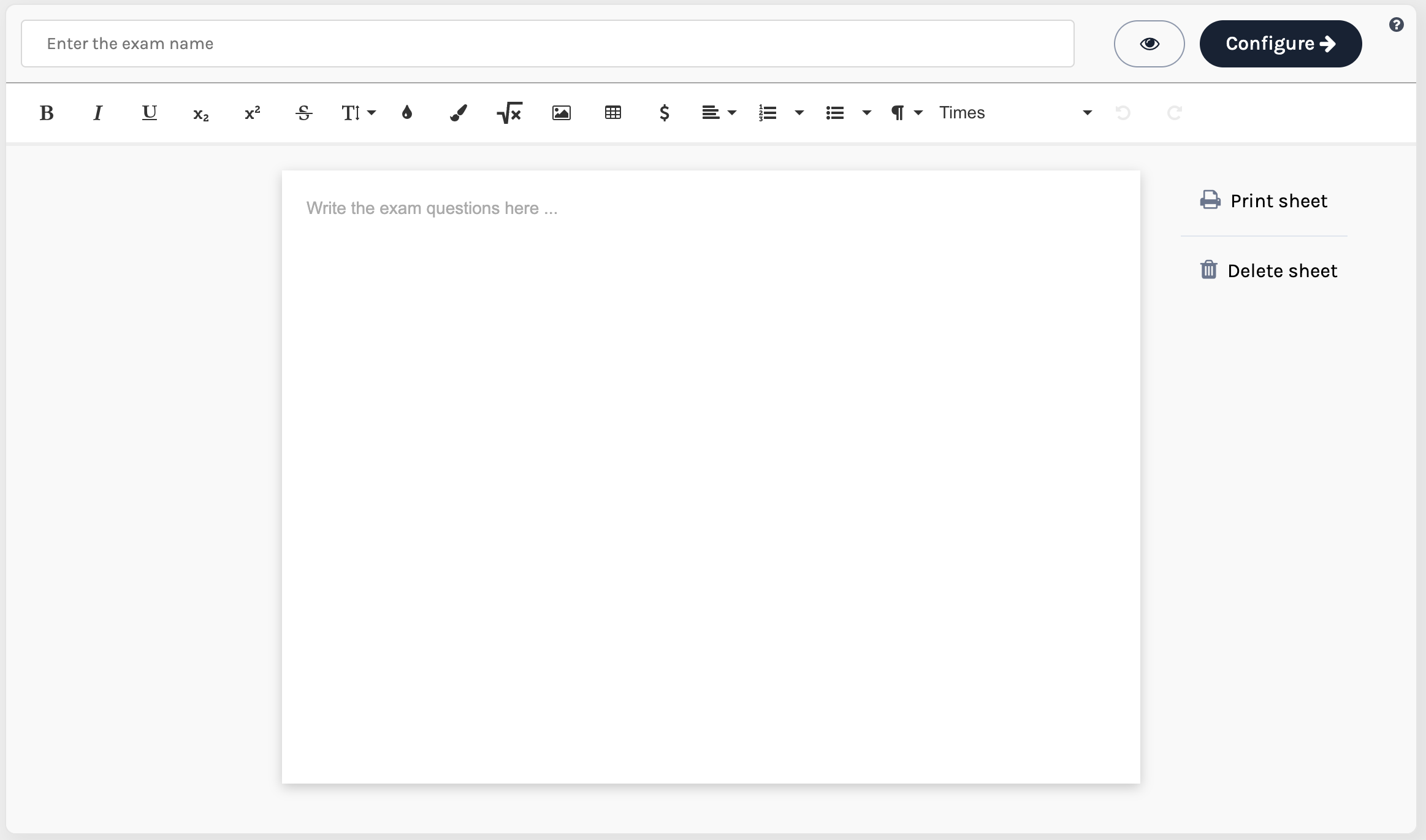The exam format "Create document"