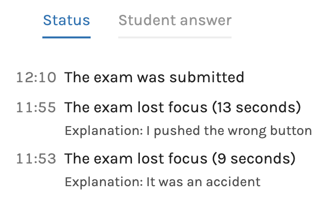 Security settings in exams